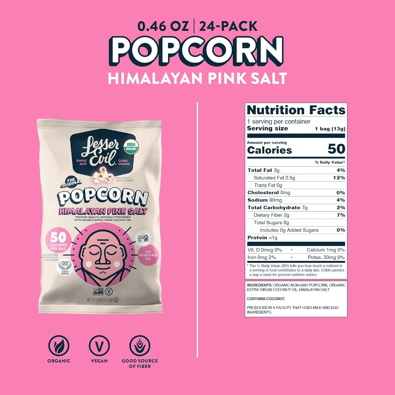 Lesserevil Popcorn Himalayan Pink Salt, 4.6 Ounce, 96 Per Case