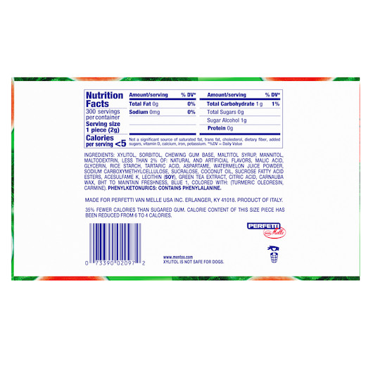 Mentos Sugar Free Pure Fresh Watermelon Gum, 50 Piece, 36 Per Case