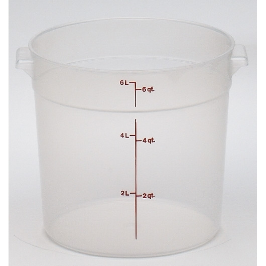 Cambro 6 Quart Round Translucent Measuring Storage Container, 12 Per Case