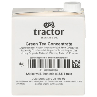 Tractor Beverage Co Organic Green Tea Concentrate, 32 Fluid Ounce, 12 ...