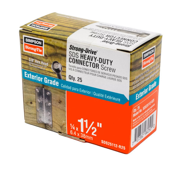 SDS25112-R25 Heavy-Duty Connector Screw (Box of 25pcs)