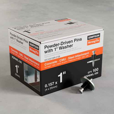 PDPAWL-100 Powder-Driven Pin with 1" Washer (Pack of 100pcs)
