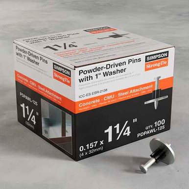 PDPAWL-125 Powder-Driven Pin with 1" Washer (Pack of 100pcs)