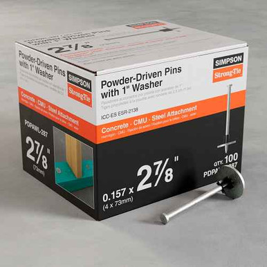 PDPAWL-287 Powder-Driven Pin with 1" Washer (Pack of 100pcs)