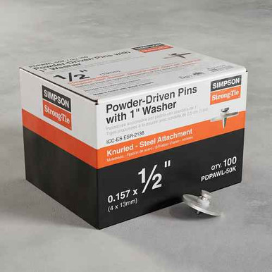 PDPAWL-50K Powder-Driven Pin Knurled with 1" Washer (Pack of 100pcs)