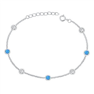 Sterling Silver CZ Blue Lab Opal 7 Inch Bracelet BC510 | Silver City ...