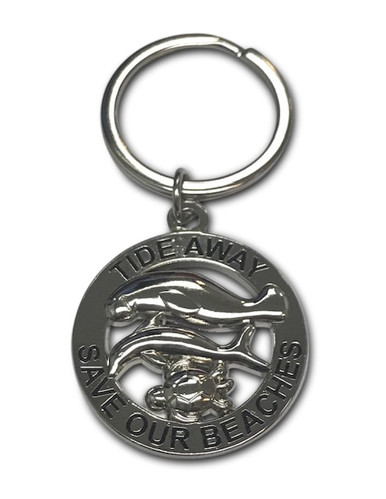 Tide Away Silver City Save Our Beaches Key Chain Ta-Key