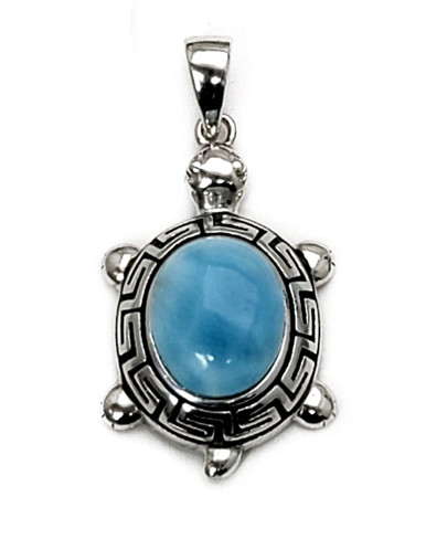 Sterling Silver Larimar Turtle Pendant JNX319 | Silver City Sarasota