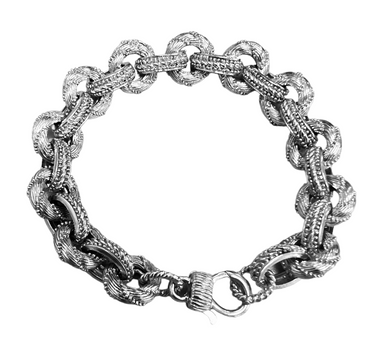 Sterling Silver textured diamond cut link bracelet 509229 |Silver City ...