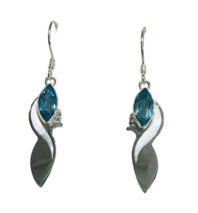 Sterling Silver Blue Topaz & Mother of Pearl Earrings VW318BTM0P | www ...