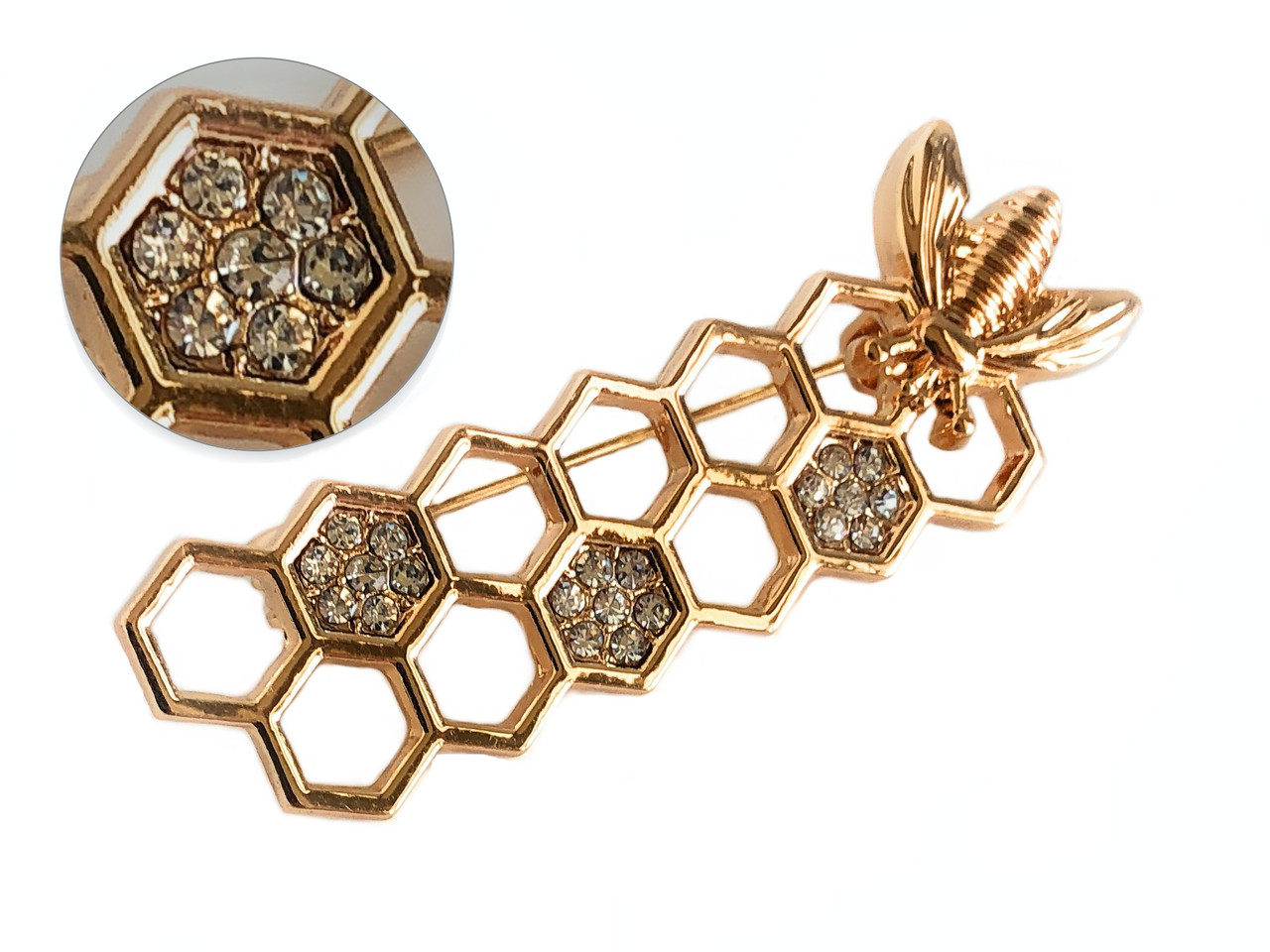 PK597 CRYSTAL BEEHIVE BROOCH - PUBLIKAY DIRECTORS LLC
