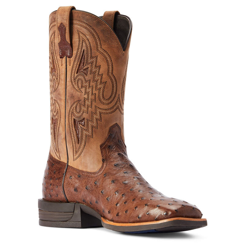 ARIAT MEN DAGGER BROWN OSTRICH BOOT - FRINGE WESTERN WEAR
