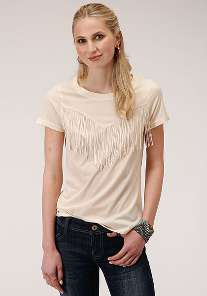 ROPER CREAM FRINGE TEE - FRINGE WESTERN WEAR