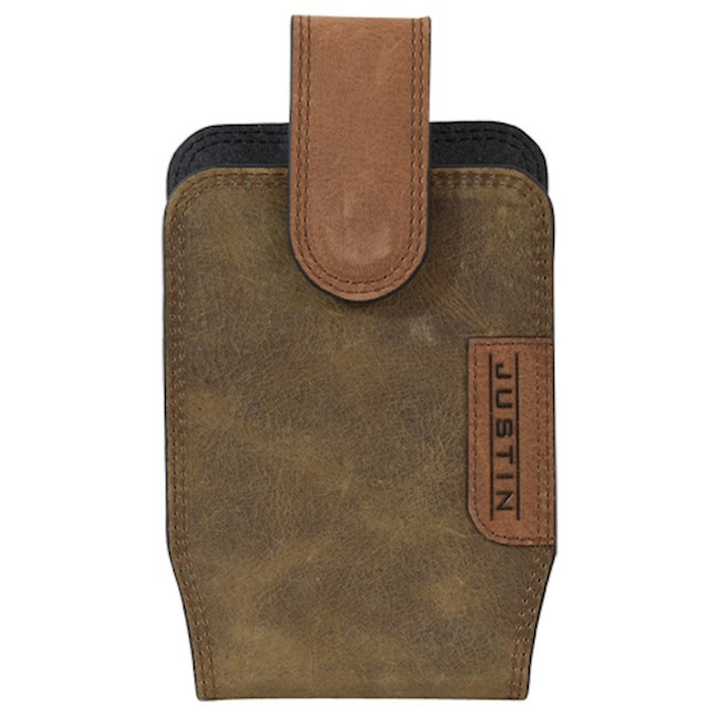 JUSTIN PHONE HOLSTER TWO TONE W/EMBOSS JUSTIN LOGO - FRINGE WESTERN WEAR