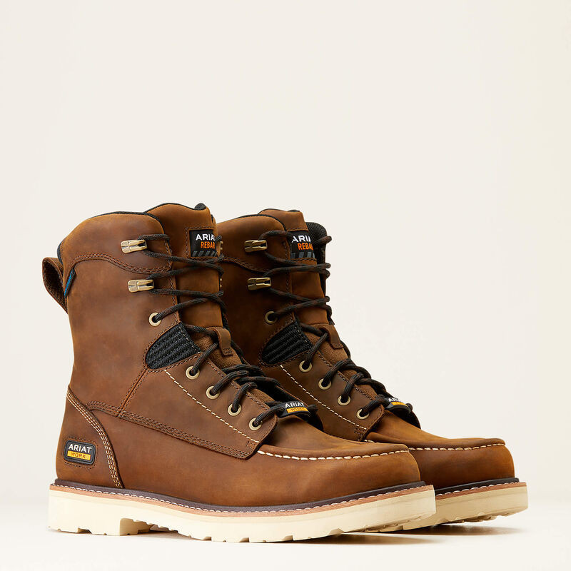 ARIAT MENS REBAR LIFT 8" WATERPROOF SOFT TOE WORK BOOT - FRINGE WESTERN ...