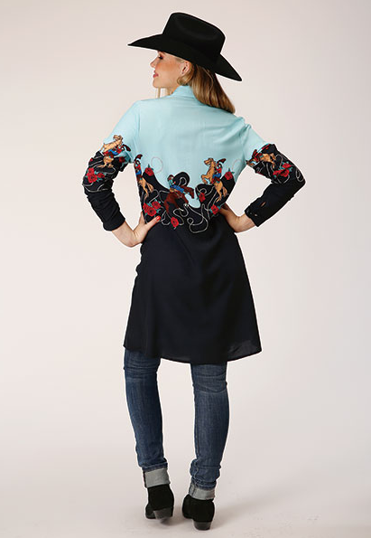 ROPER DRESS COWGIRL BORDER BLACK/BLUE - FRINGE WESTERN WEAR