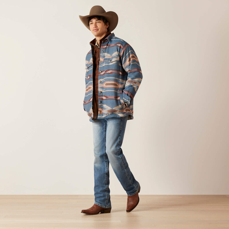 ARIAT MEN'S RETRO CHIMAYO SHIRT JACKET BLUE - FRINGE WESTERN WEAR