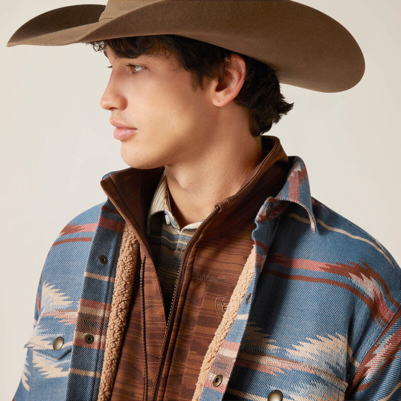 ARIAT MEN'S RETRO CHIMAYO SHIRT JACKET BLUE - FRINGE WESTERN WEAR