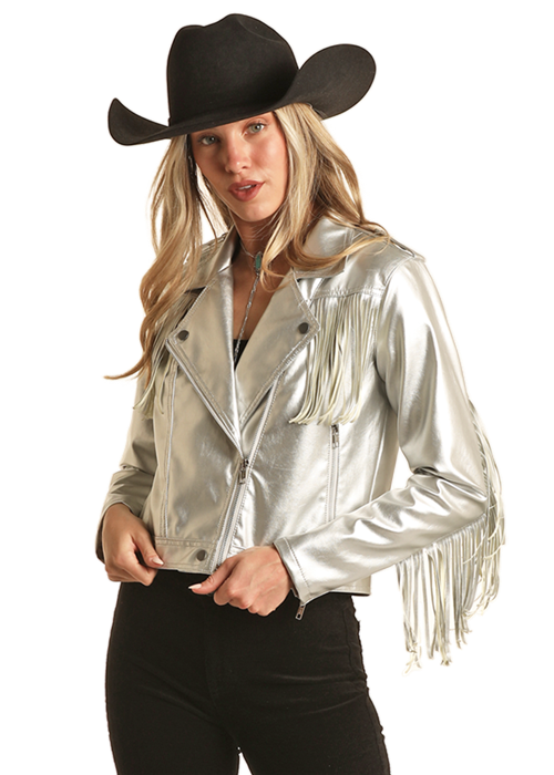 ROCK & ROLL WOMEN'S SILVER FRINGE JACKET - FRINGE WESTERN WEAR