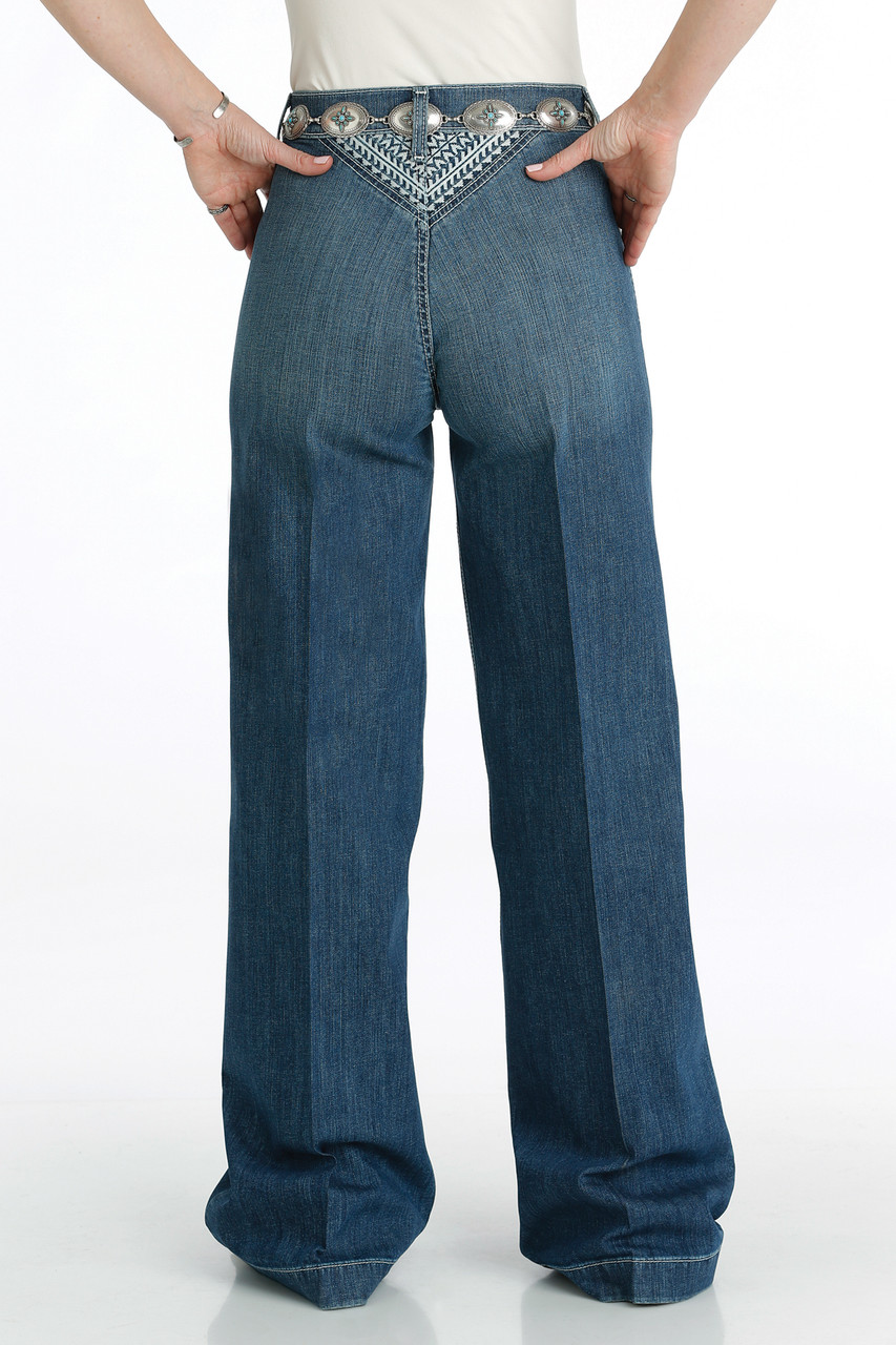 CRUEL WOMEN'S SKYLAR WIDE LEG EMBROIDERED JEAN - FRINGE WESTERN WEAR