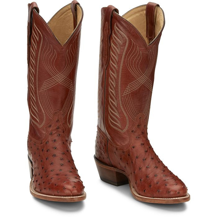 TONY LAMA MCCANDLES BRANDY FULL QUILL OSTRICH - FRINGE WESTERN WEAR