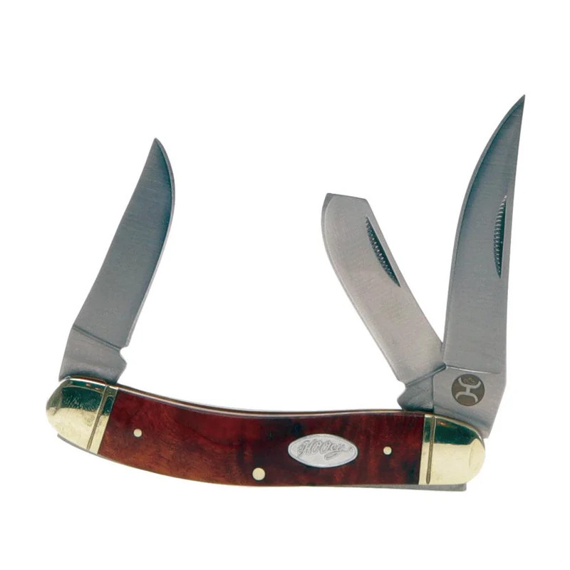 HOOEY BURL WOOD SOW BELLY KNIFE - FRINGE WESTERN WEAR