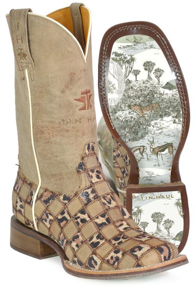 TIN HAUL WOMENS CHEETAH CHICK BOOTS - FRINGE WESTERN WEAR