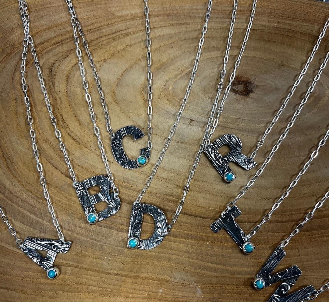 SOL STAMPED SMALL INITIAL THIN CHAIN NECKLACE - FRINGE WESTERN WEAR
