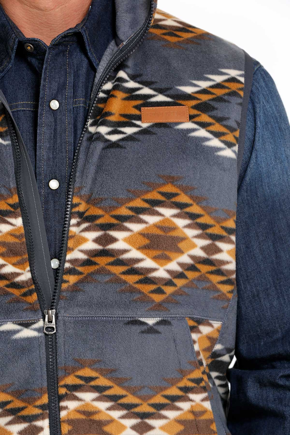 CINCH SLATE BLUE / TAN AZTEC VEST - FRINGE WESTERN WEAR