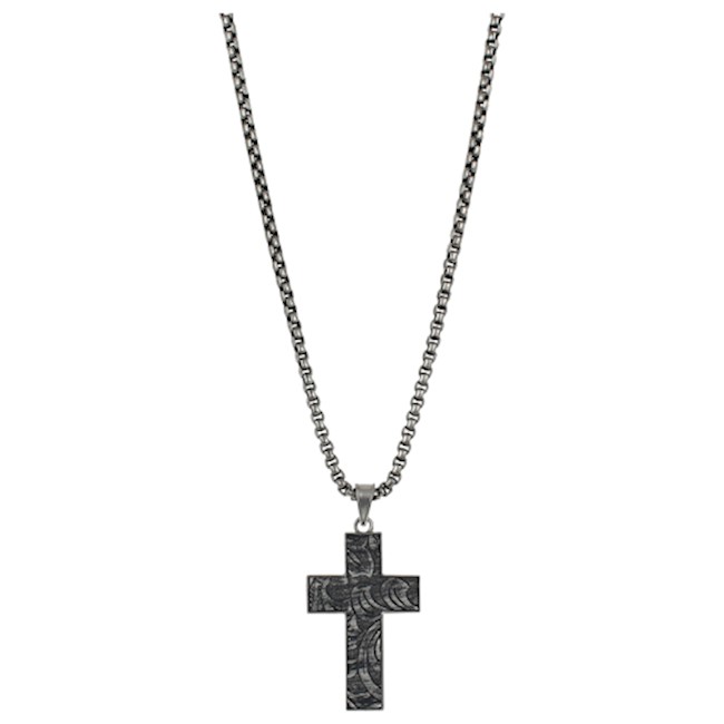 JUSTIN NECKLACE REVERSIBLE CROSS ON 24" FOXTAIL CHAIN - FRINGE WESTERN WEAR