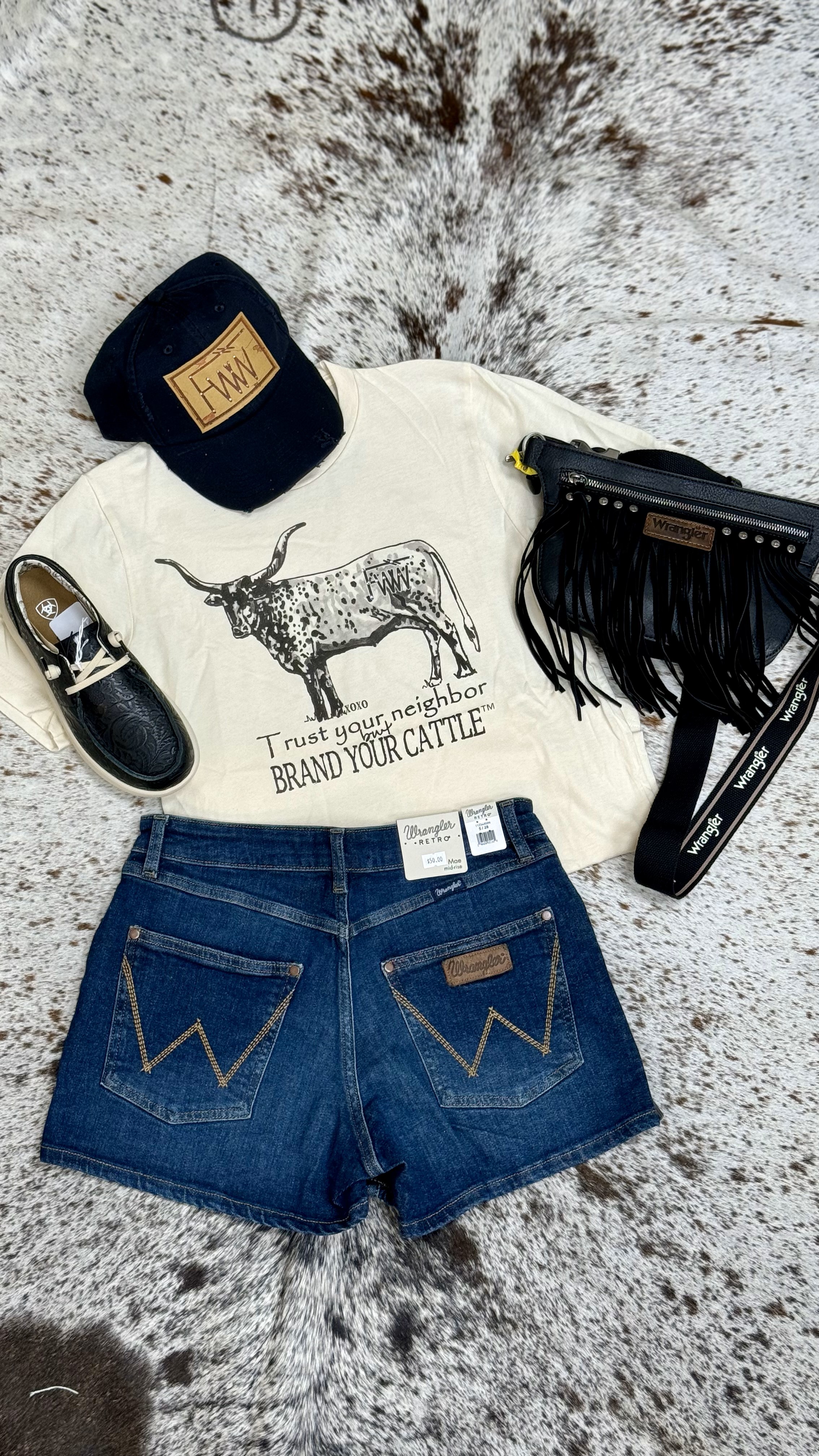 XOXO BRAND YOUR CATTLE SHORT SLEEVE TEE CREAM - FRINGE WESTERN WEAR