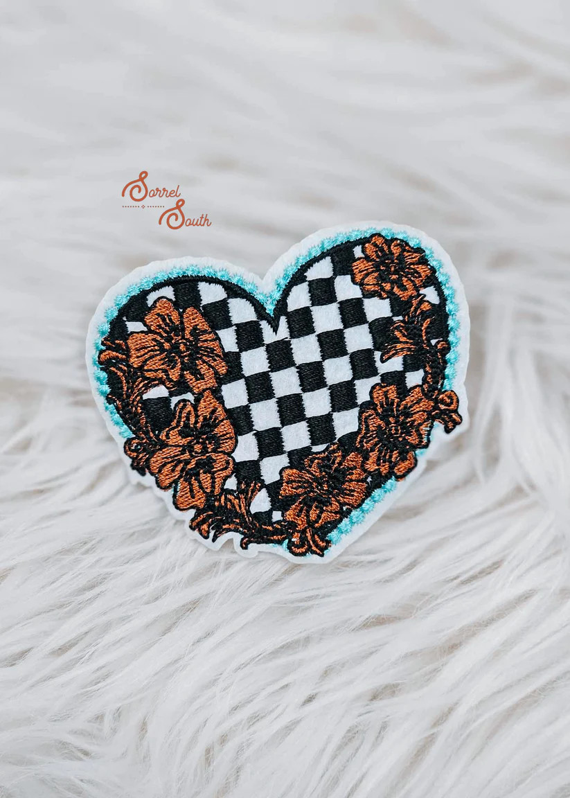 CHECKERED HEART PATCH - FRINGE WESTERN WEAR