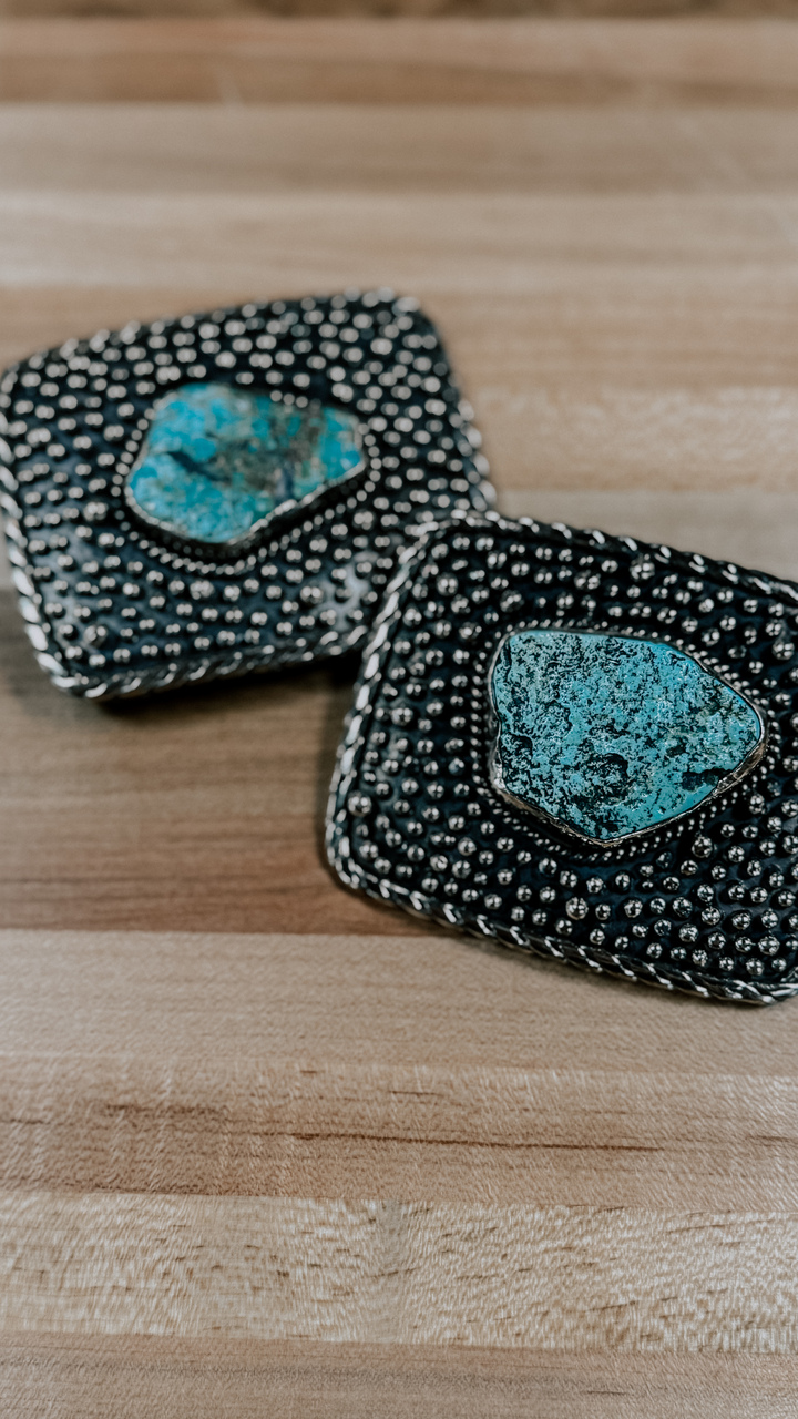 PAIGE WALLACE TURQUOISE NUGGET ROPE EDGE BUCKLE - FRINGE WESTERN WEAR