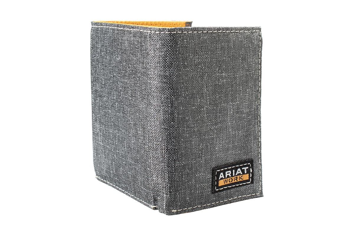 ARIAT MENS GREY TRIFOLD WORK WALLET - FRINGE WESTERN WEAR