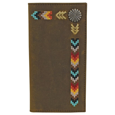 JUSTIN RODEO WALLET RAWHIDE LACING W/NEEDLEPOINT - FRINGE WESTERN WEAR