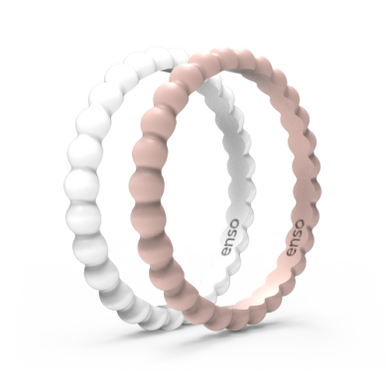 ENSO BUNDLE BEADED PINK & SAND RING BUNDLE - FRINGE WESTERN WEAR