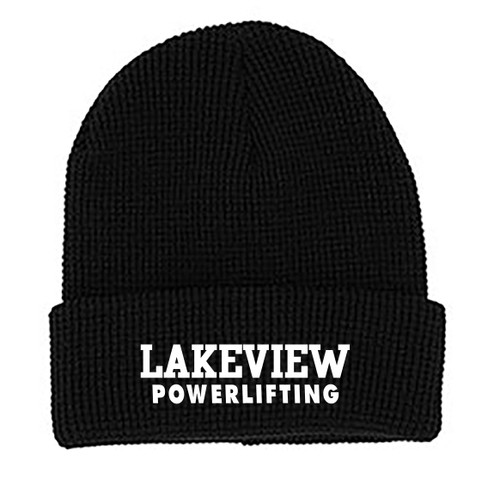 Lakeview Powerlifting Mega Knit Cap Black EMBROIDERED