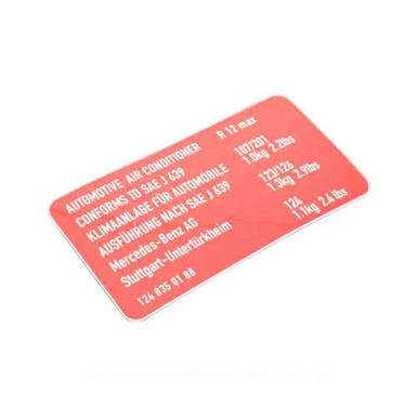 Mercedes-Benz R107 SL Air Conditioning Sticker - 1248350188 | SLSHOP