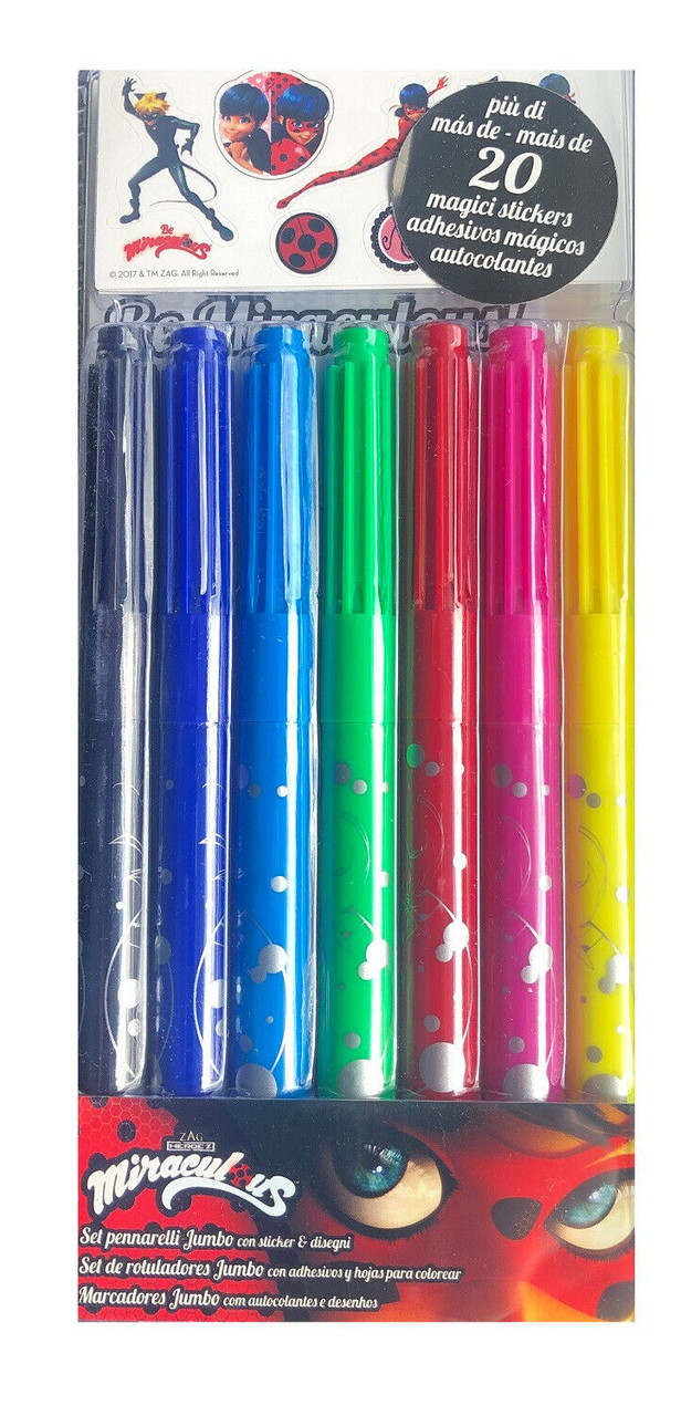 Miraculous Ladybug Felt Tip Pen Set with Stickers and Colouring Sheets ...