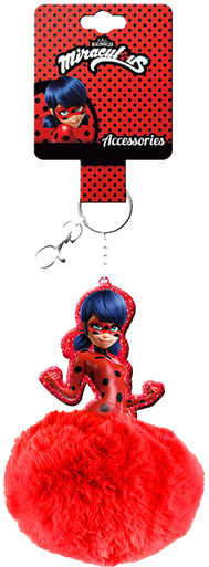 Miraculous Ladybug Fluffy Pom Pom Keyring - Big White Rabbit.ie