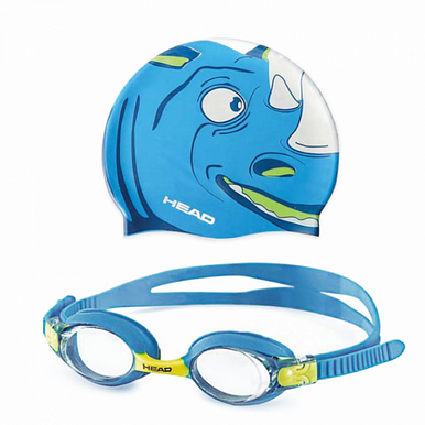 HEAD Meteor Set Swimming Silicone Goggles and Cap - Big White Rabbit.ie