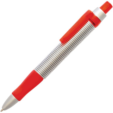 Coiled Spring Design Retractable Ballpont Pen Red with Black Ink - Big ...