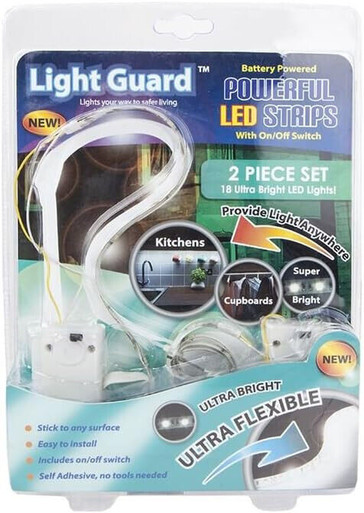 Light Guard Powerful Battery LED Strip Lights 18 Bright White LED's ...
