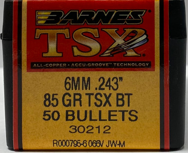 BARNES TRIPLE SHOCK X BULLETS 6MM/243 CAL 85 GR. TSX BT BRN30212 ...
