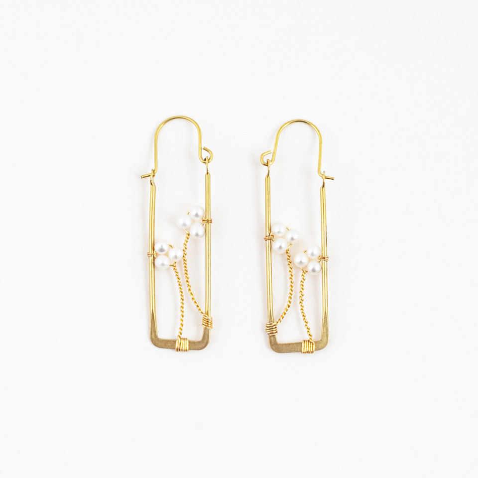 Guatemalan Framed Pearl Earrings | Handmade Fair Trade Jewelry | Altiplano