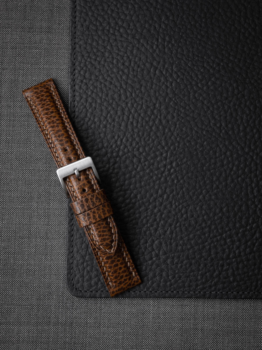 "Atticus" Textured Whiskey Padded Leather Watch Strap – Bas and Lokes