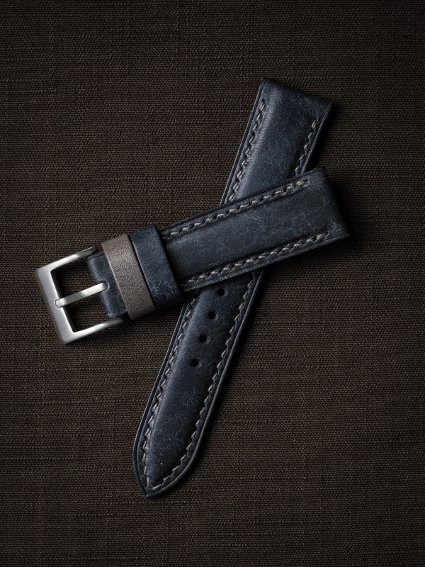 "Cyrus" Marine Blue Handcrafted Leather Watch Strap - Bas and Lokes
