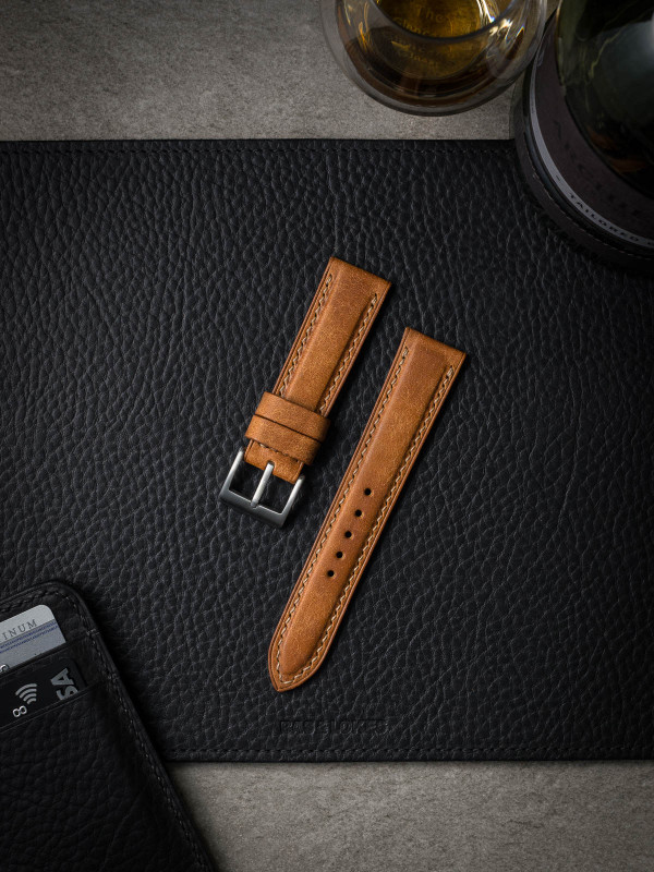 "Woodgate" Tan Handcrafted Leather Watch Strap - Bas and Lokes