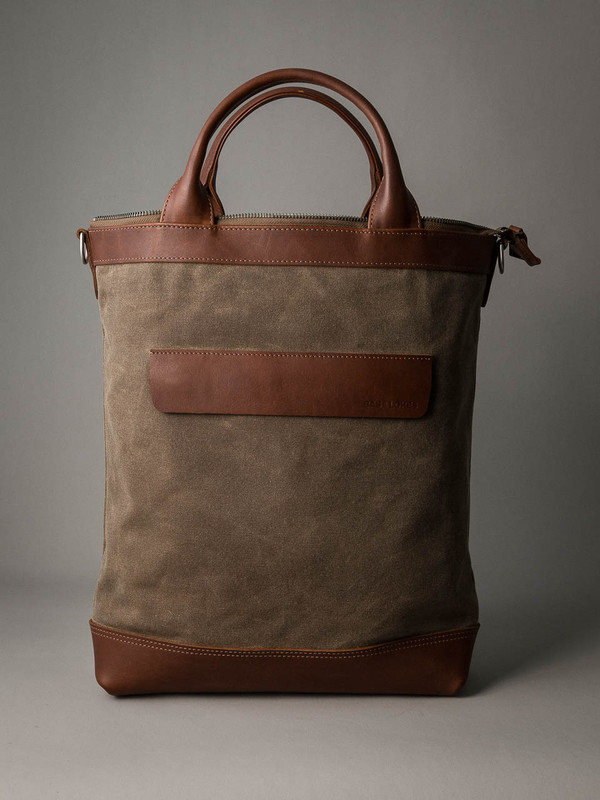 "Lennox" Urban Tan Canvas and Leather Work Tote Bag - Bas and Lokes