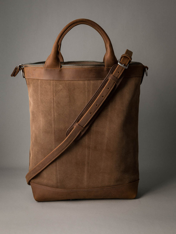 "Lennox" Urban Tan Suede Work Tote Bag - Bas and Lokes